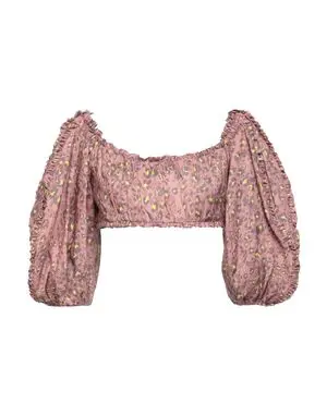 SOALLURE Cropped Leopard Print Linen Top
