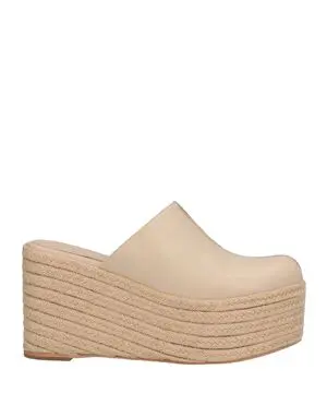 PALOMA BARCELO Leather Espadrilles With Wedge Beige