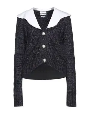 GANNI Mélange Knit Cardigan - Blue