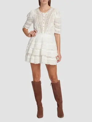 LoveShackFancy Quincy Embroidered Lace Minidress