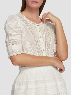 LoveShackFancy Quincy Embroidered Lace Minidress