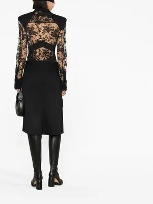 Balmain Tweed And Lace Plastron Shirt