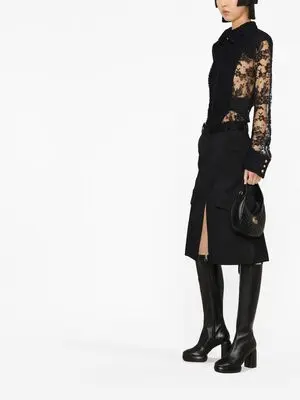 Balmain Tweed And Lace Plastron Shirt