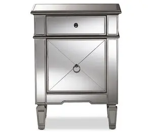 BAXTON STUDIO Claudia Hollywood Regency Mirrorenightstand