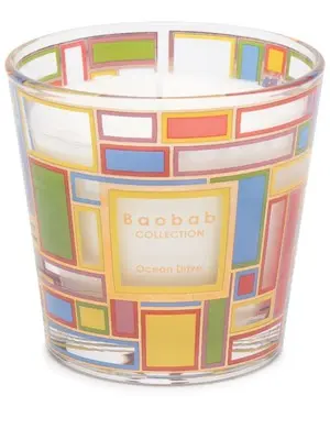 BAOBAB COLLECTION Ocean Drive Geometric-print Candle - White