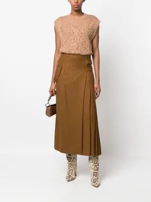 Alberta Ferretti Pleated Knitted Midi Skirt