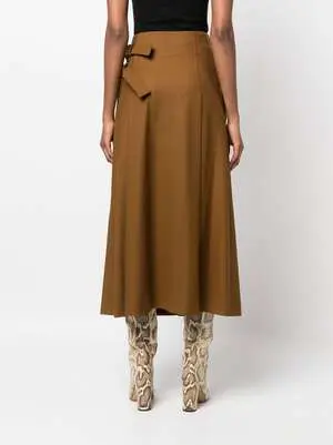 Alberta Ferretti Pleated Knitted Midi Skirt