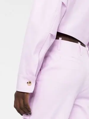 Off-White Twisted-front Cropped Jacket - Purple