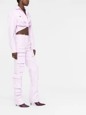 Off-White Twisted-front Cropped Jacket - Purple