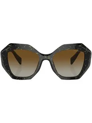 Prada Marble-print Geometric Sunglasses - Black