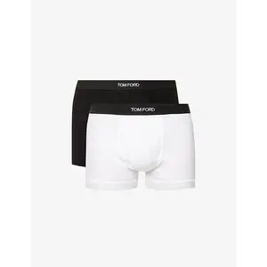 TOM FORD Classic Stretch-cotton Boxers Pack Of Two - Black/white