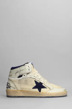 GOLDEN GOOSE Sky Star Sneakers In White Leather And Fabric White