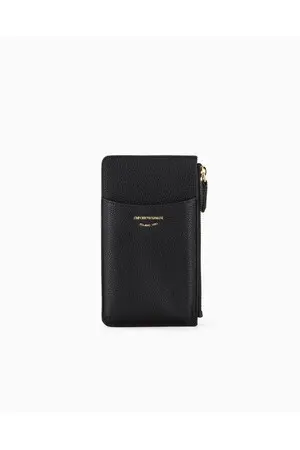 Emporio Armani Deer-print Myea Phone Case With Zip And Pockets - Black