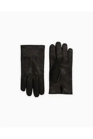 Emporio Armani Lambskin Nappa Leather Gloves - Black