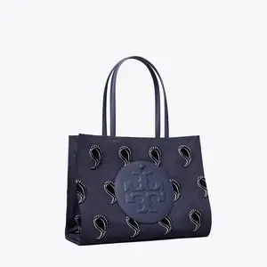 Tory Burch Small Ella Printed Tote - Medium Navy Pajama Print