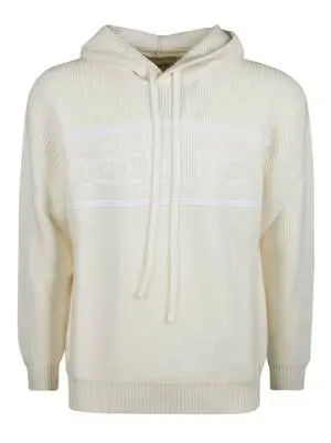 Iceberg Logo Embroidered Rib Knit Hooded Sweater