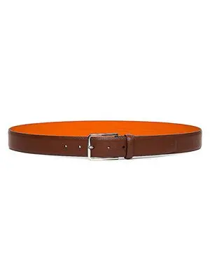 Santoni Adjustable Grained Leather Belt - Tan