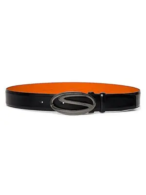 Santoni Adjustable Leather Belt - Black