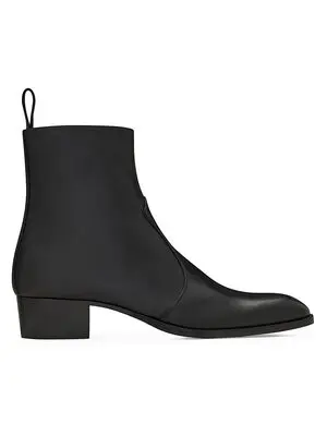 Saint Laurent Men's Wyatt Zipped Boots In Smooth Leather - Black  - Black