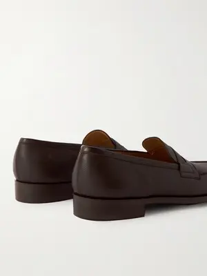 J.M. WESTON 180 Full-grain Leather Penny Loafers - Brown