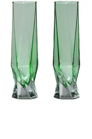 MAX ID NY For Champagne Flute Set In Green - Light Green