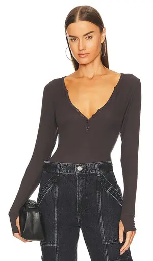 Michael Lauren Tahoe Henley Top - Vintage Black