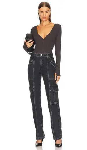 Michael Lauren Tahoe Henley Top - Vintage Black