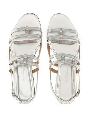 FERRAGAMO Vara Leather Sandals - Silver