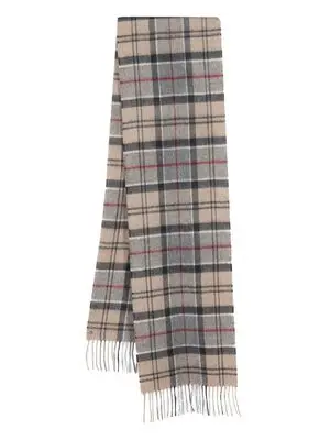 Barbour Holden Checked Fringe-trimmed Scarf Grey