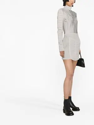 Balmain Ribbed Long-sleeve Mini Dress
