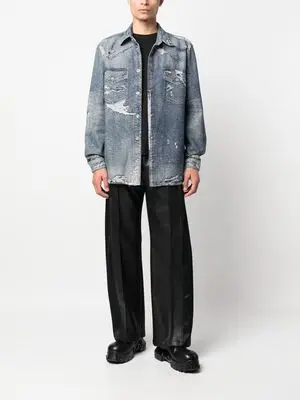 DIESEL® Distressed Long-sleeve Denim Shirt