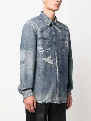 DIESEL® Distressed Long-sleeve Denim Shirt