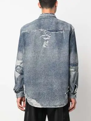 DIESEL® Distressed Long-sleeve Denim Shirt