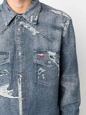DIESEL® Distressed Long-sleeve Denim Shirt