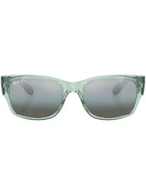 Ray-ban Rectangle-frame Mirrored-lens Sunglasses - Green