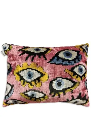 LES-OTTOMANS Eye-motif Jacquard Velvet Cushion