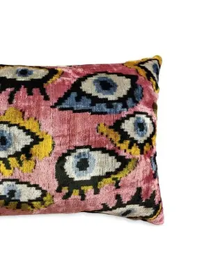 LES-OTTOMANS Eye-motif Jacquard Velvet Cushion