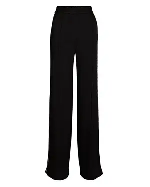 Veronica Beard Millicent Crystal-trimmed Wide-leg Pants - Black