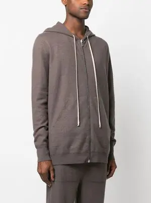 Rick Owens Drawstring Zip-up Hoodie - Grey