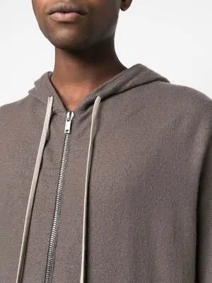 Rick Owens Drawstring Zip-up Hoodie - Grey