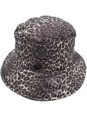 MAISON MICHEL Leopard-print Bucket Hat - Brown