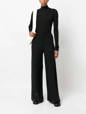 Fabiana Filippi Chunky-knit Wide-leg Trousers - Black
