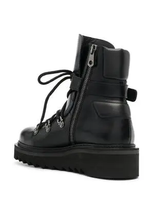FERRAGAMO Elimo Leather Combat Boots - Black