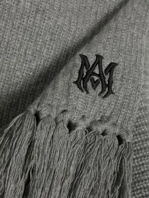 Amiri Logo-embroidered Fringed Cashmere Scarf
