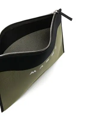 Marni Logo-jacquard Clutch - Green