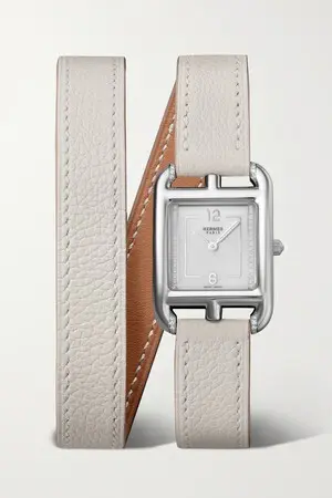 Hermès Cape Cod Double Tour 31mm Small Stainless Steel, Leather And Diamond Watch