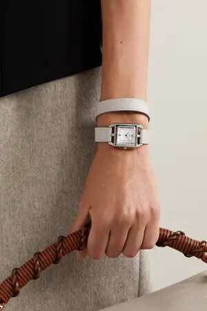 Hermès Cape Cod Double Tour 31mm Small Stainless Steel, Leather And Diamond Watch