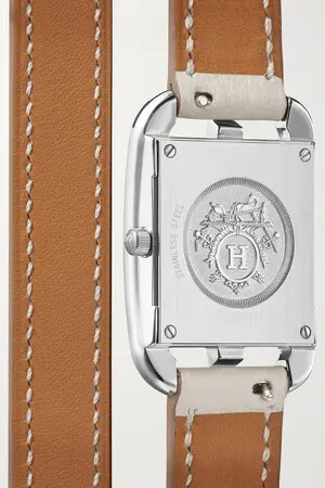 Hermès Cape Cod Double Tour 31mm Small Stainless Steel, Leather And Diamond Watch