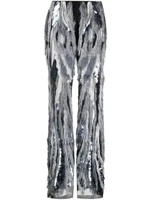 Alberta Ferretti Sequin Embellished Palazzo Pants - Black