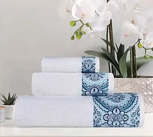 SUPERIOR Medallion Turkish Cotton 3 Pc Jacquard Towel Set - One-color